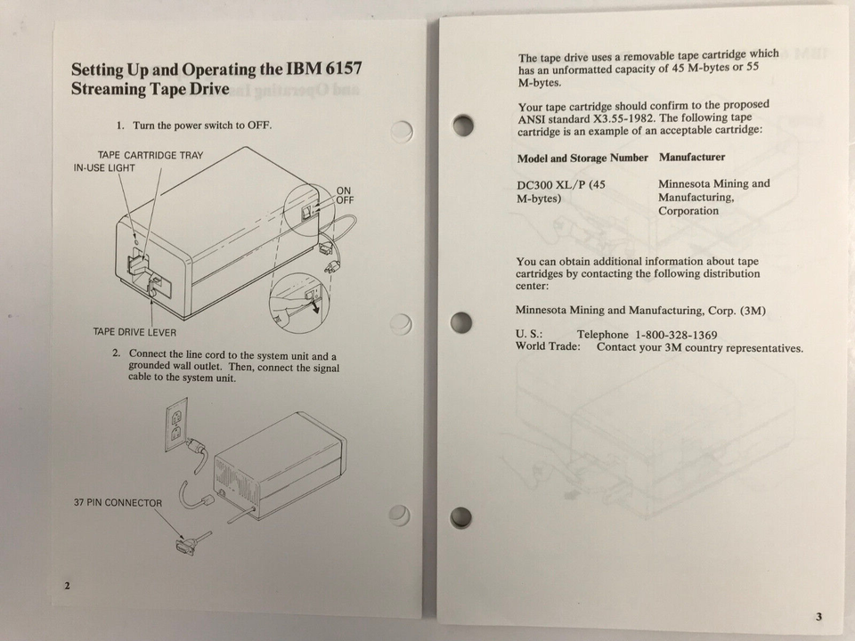 IBM 6157 STREAMING TAPE DRIVE SETUP AND OPERATING INSTRUCTIONS MANUAL ...