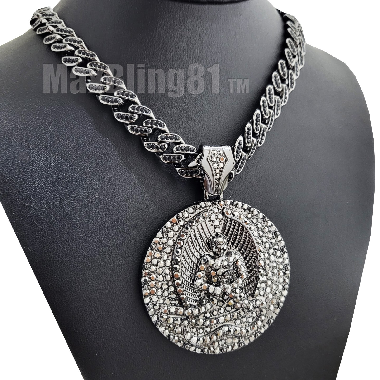 Hip Hop Black 2PAC EUPHANASIA pendant & 18" 20" 24" Iced Cuban Chain ...