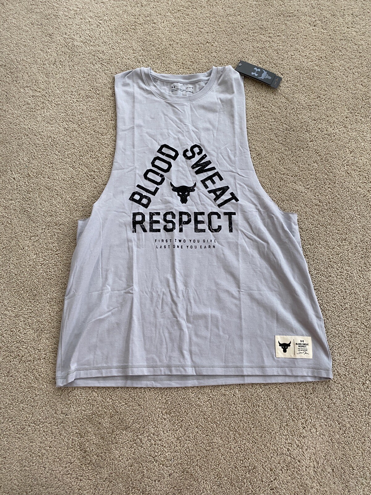 Under Armour Mens Large Project Rock Blood Sweat Respect Tank Gray ...