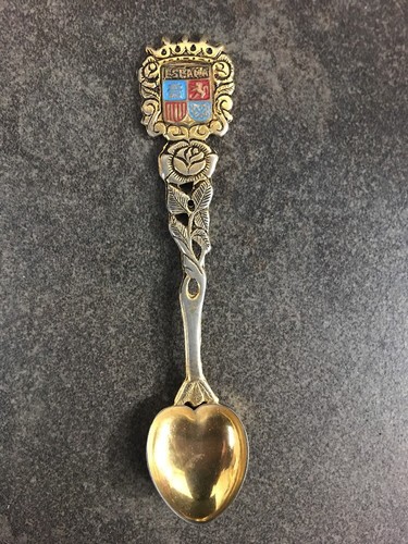 Souvenir Spoon Espana Spain Gold Color Heart Shape 4.5” | eBay
