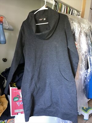 Merrell Women's Indira Comfy Cowl Dress Large Gray Long Sleeve Pockets ...