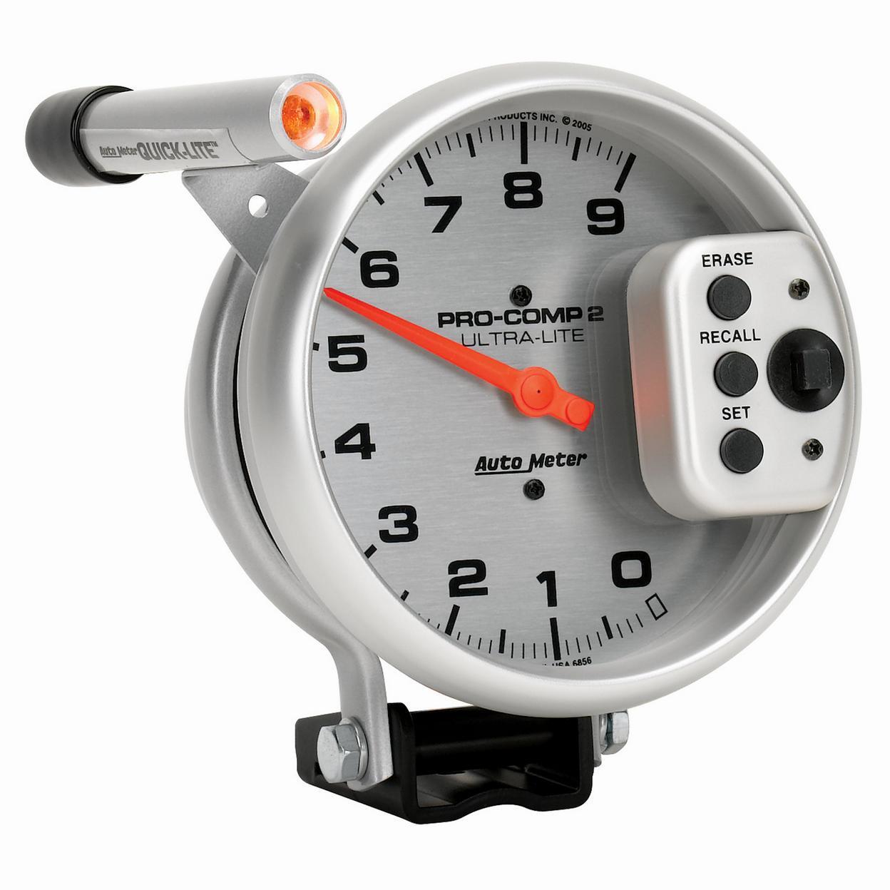 AutoMeter GAUGE, TACH, 5", 9K RPM, PEDESTAL W/ QUICK LITE, W/PEAK ...