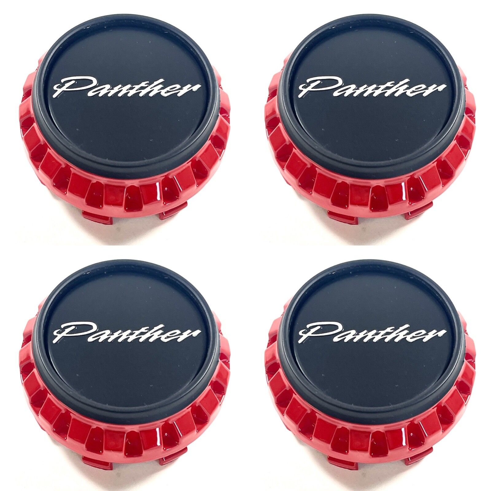 Panther Wheels Wheel Center Cap Flat Black / Red # PCW-3B-RED-1 (4 CAPS ...