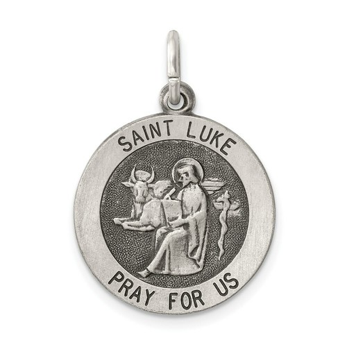 Sterling Silver St. Saint Luke Round Medal Charm Pendant 1.02 Inch | eBay