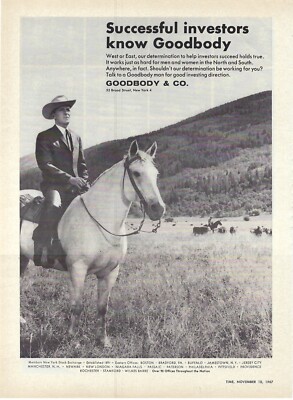 1967 Goodbody & Co Successful Investors Know Man On Horse Vtg Print Ad ...