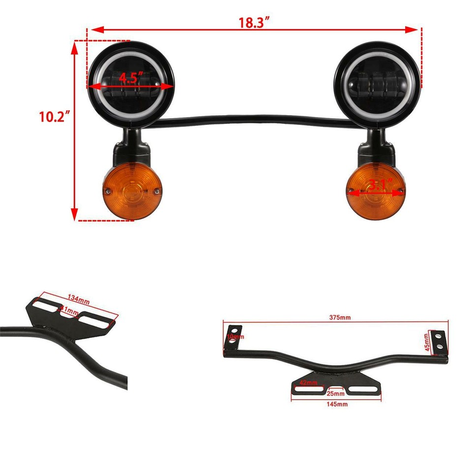 Motorcycle Front LED Passing Turn Signals w/ Light Bar Kit Set For ...