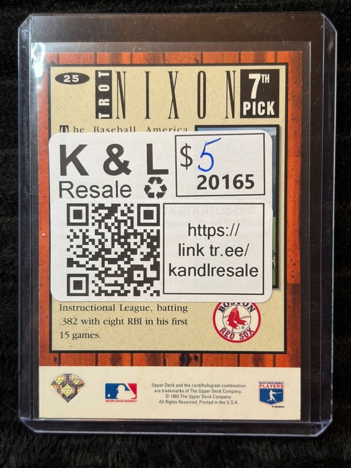 1993 Upper Deck Collectors Choice Trot Nixon #25 Baseball Card 7th Pick ...