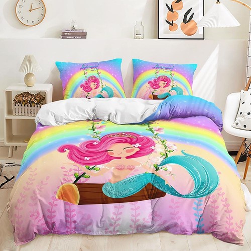 Mermaids Pattern Doona Quilt Duvet Cover Set Pillowcase King Single ...