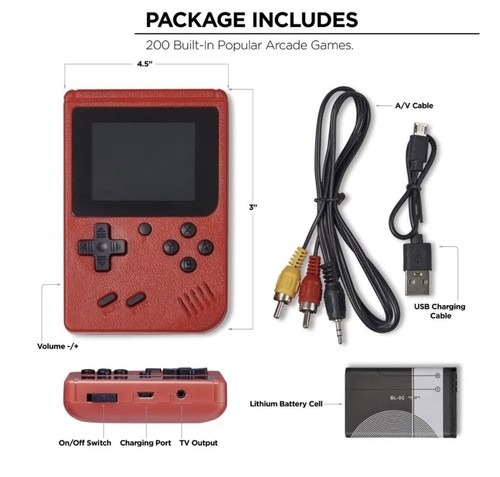 Merkury Innovations Arcade Fun Portable Gaming Console 200 Games for ...