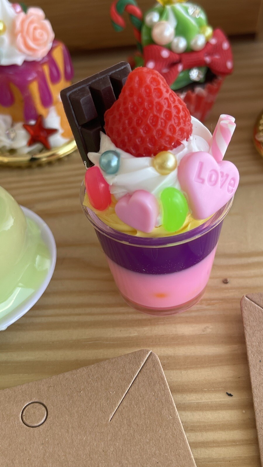 Cute Cake Miniature Ice Cream Sundae Smoothie Keychain Bag Charm US ...