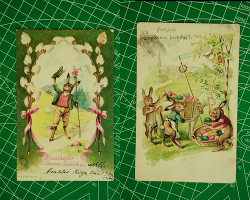 Anthropomorphism Easter Rabbit Painting eggs Priecigas Lieldienas ...