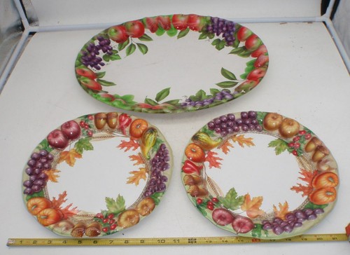 Lot Of 3 Fall Thanksgiving Plates Platters Trays - Hard Plastic ...