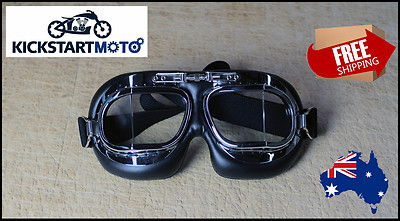Chrome Red Baron Aviator Goggle Cafe Racer Motorcycle Goggles Retro ...