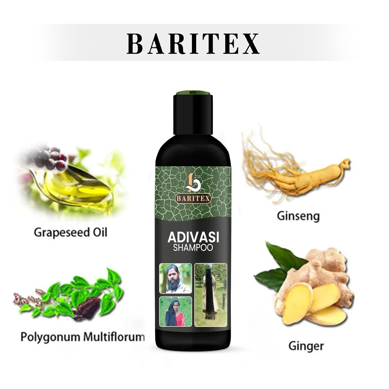 Shampooing naturel à base de plantes Baritex Adivasi pour shampooing ...