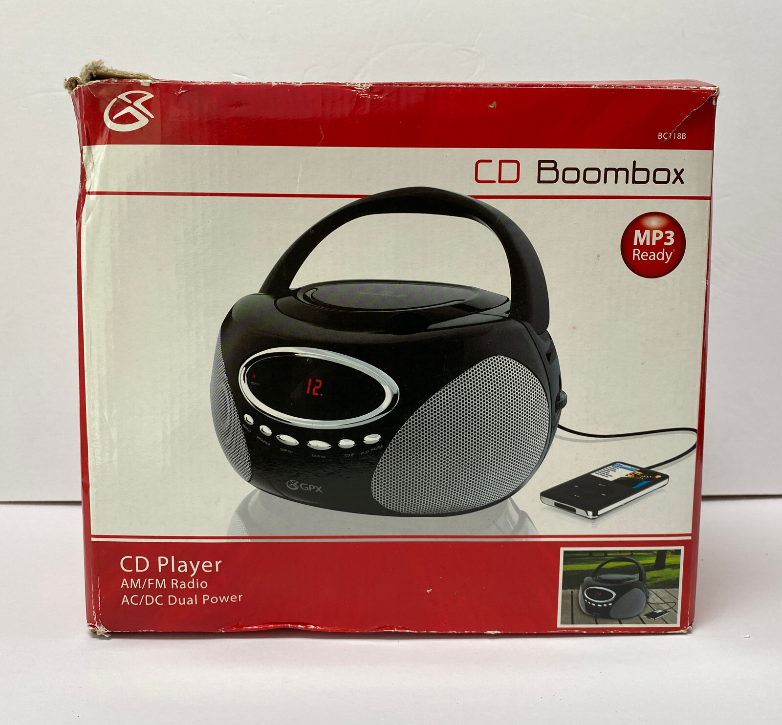 GPX Portable Top Load CD Boombox AM/FM 3.5mm Line In MP3 Device Black ...