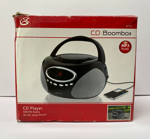 GPX Portable Top Load CD Boombox AM/FM 3.5mm Line In MP3 Device Black ...