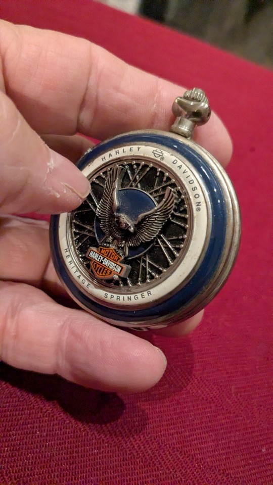 FRANKLIN MINT HARLEY DAVIDSON HERITAGE SPRINGER Watch & Eagle Stand ...