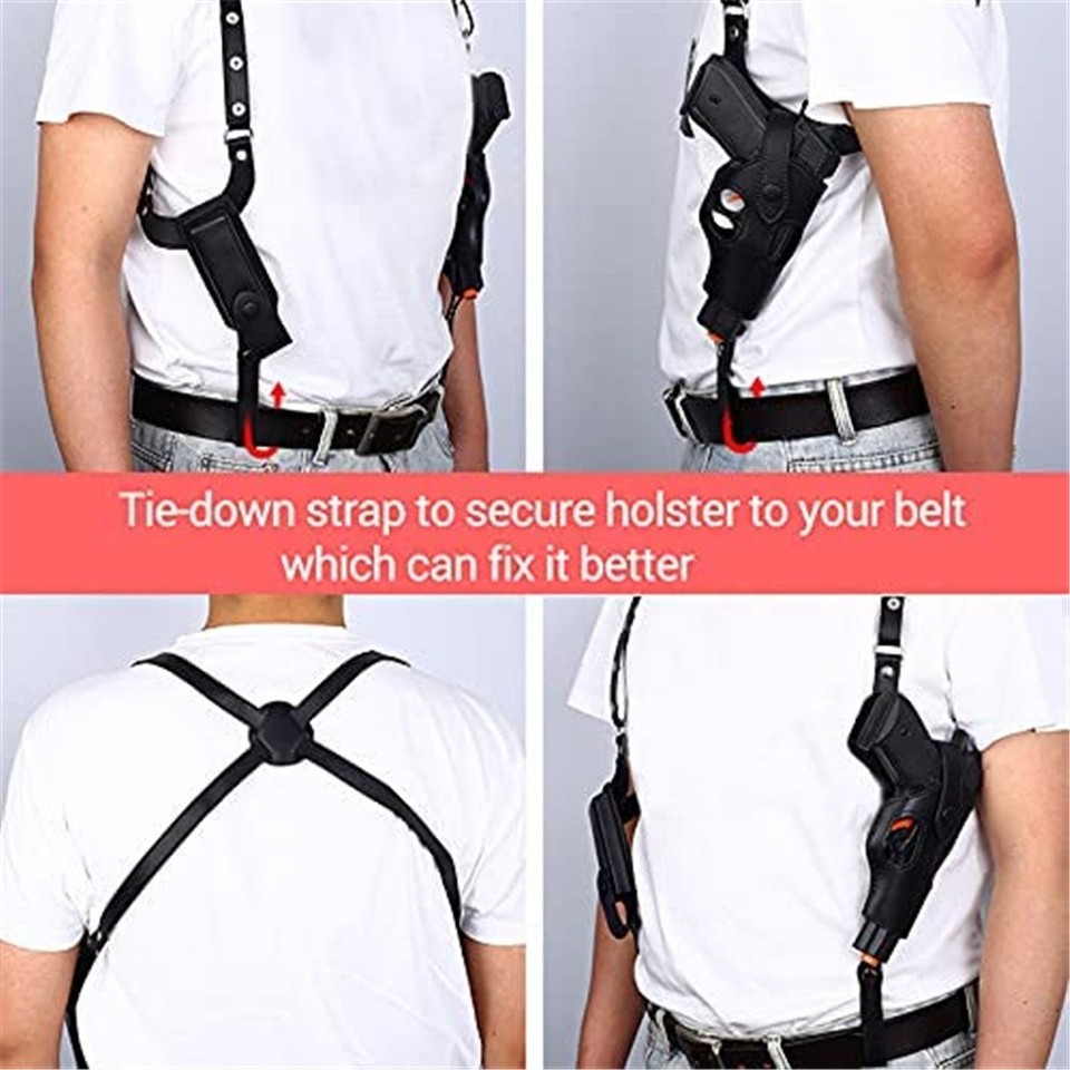 Tactical Gun Holster Shoulder Genuine Leather Pistol and Mag Concealed ...