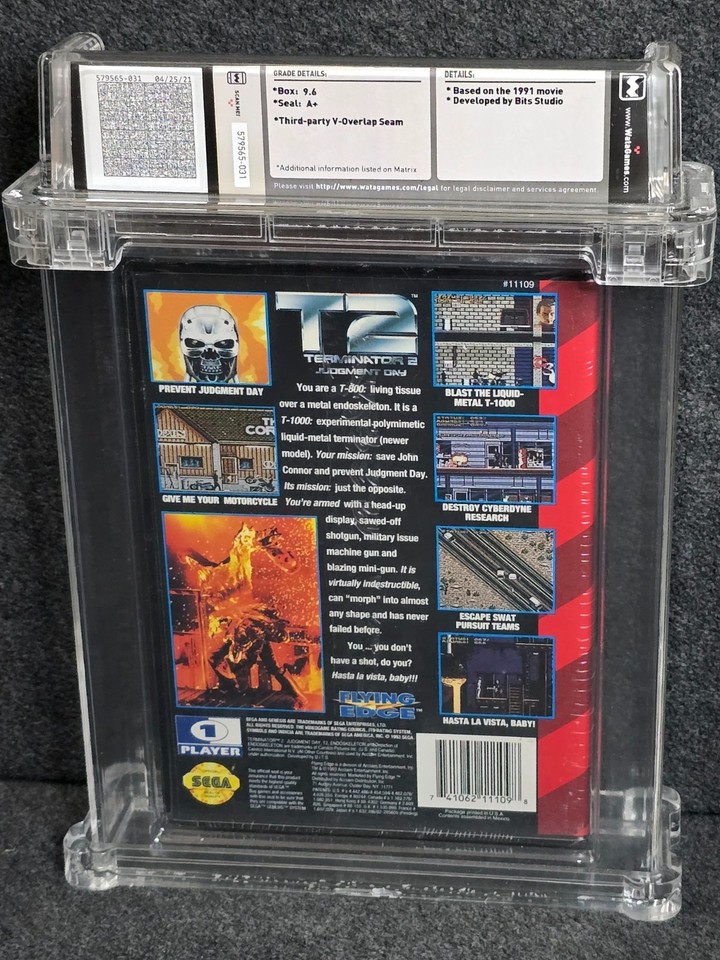 Sega Genesis TERMINATOR 2 Wata 9.6 A+ NEW Factory Sealed T2 VGA Arnold ...