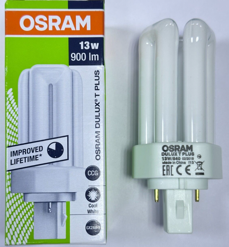 1x 13W OSRAM GX24D-1 2 Pin CFL Low Energy PL-T Light Bulb 840 4000K ...