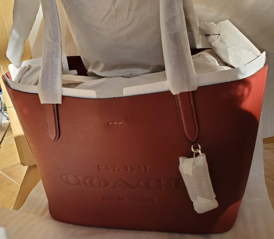 COACH Leather Cameron Large Tote Shoulder Bag in Wine/Burgandy ...