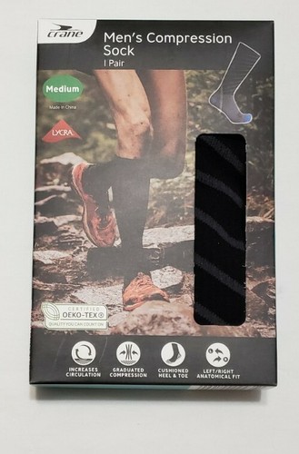 Crane Men's over the knee Compression Sock color* Black/Grey/Blue ...