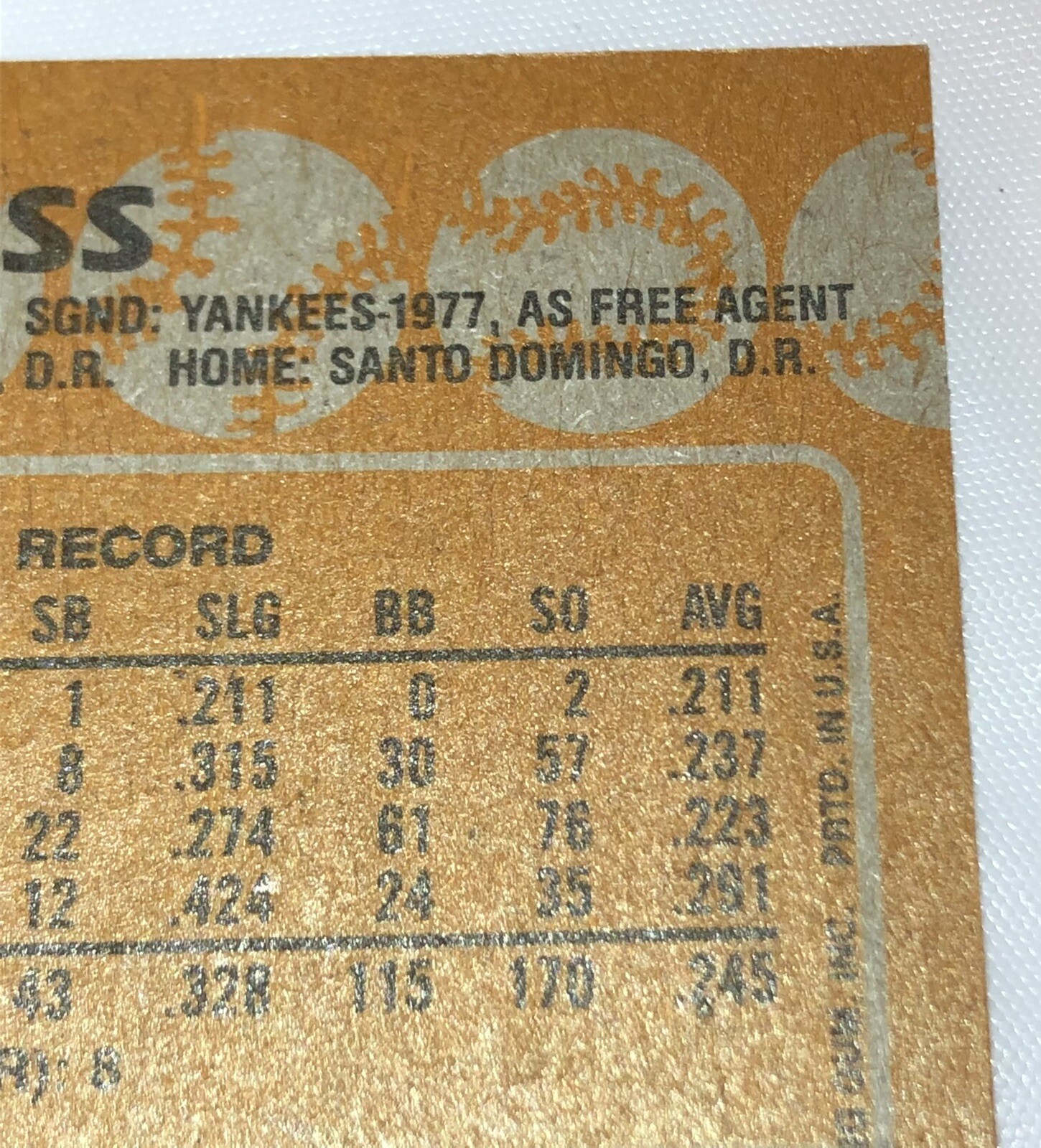 Topps Rare JOSE URIBE 1988 Error Card Alignment, Color & Topps Logo ...