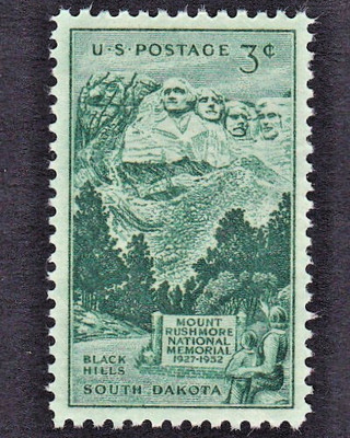 1952 MT RUSHMORE STAMP NATIONAL MEMORIAL BLACK HILLS S DAKOTA ...