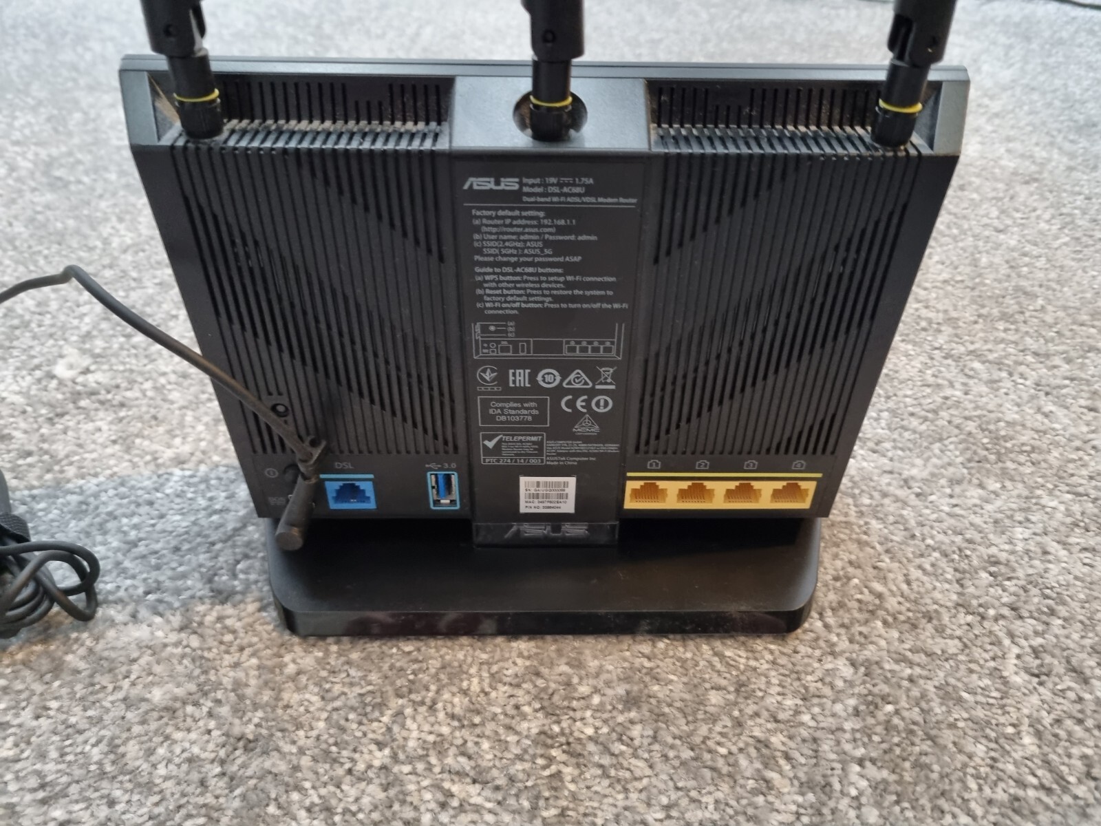 ASUS DSL-AC68U 1900 Mbps Wireless AC Router/ DSL Modem. Merlin fw ...