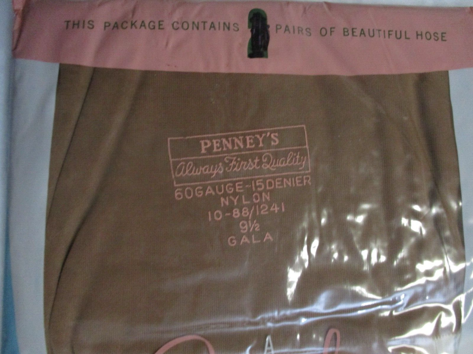 1PR VINTAGE PENNY'S DARK SEAMED FULL FASH FLAT KNIT NYLON STOCKINGS SZ ...