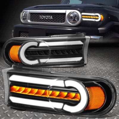 FOR 07-14 FJ CRUISER 3D LED DRL+SEQUENTIAL TURN SIGNAL BUMPER LIGHT ...