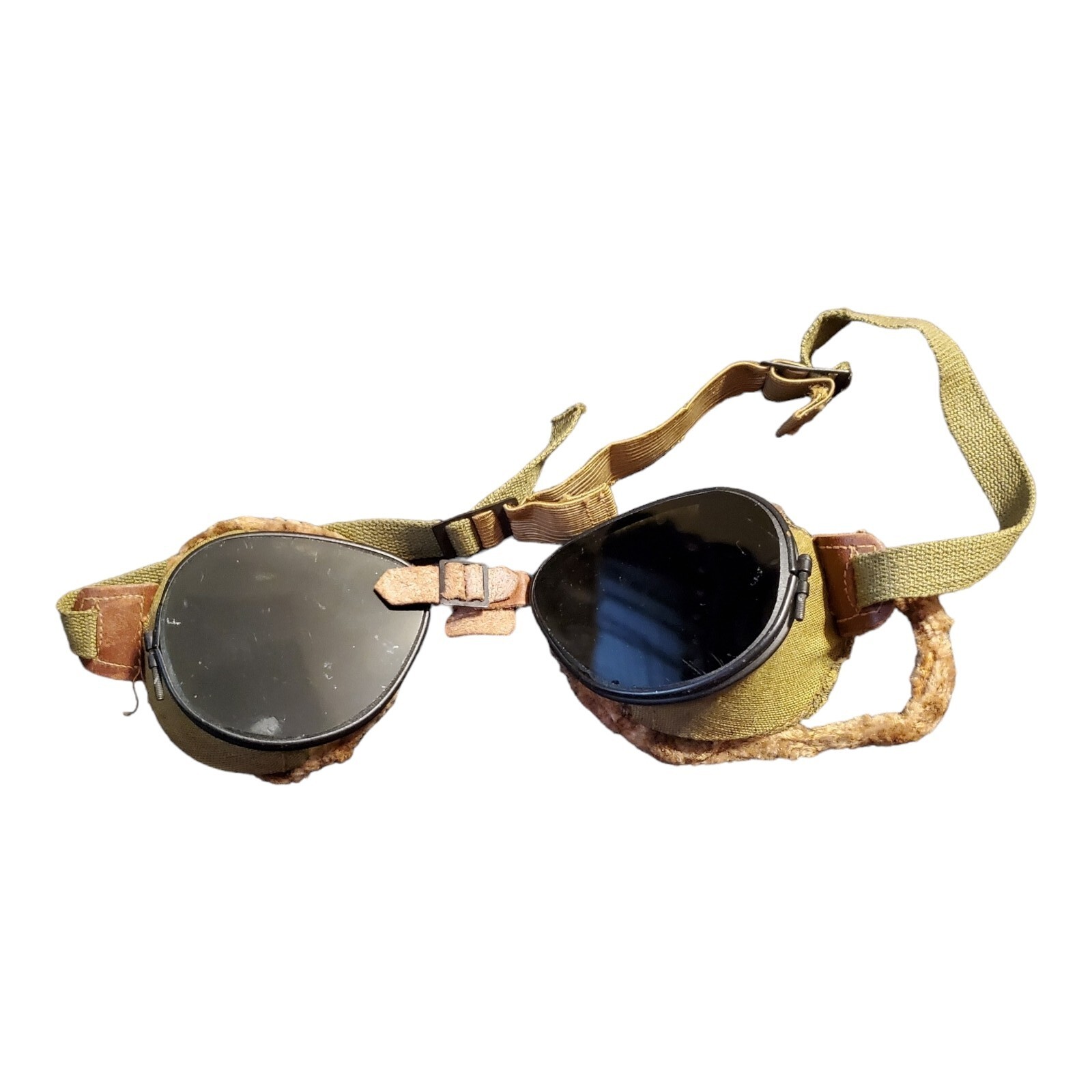 Vintage WWll Aviator MIlitary Pilot Glass Goggles Needs Fur Surround ...