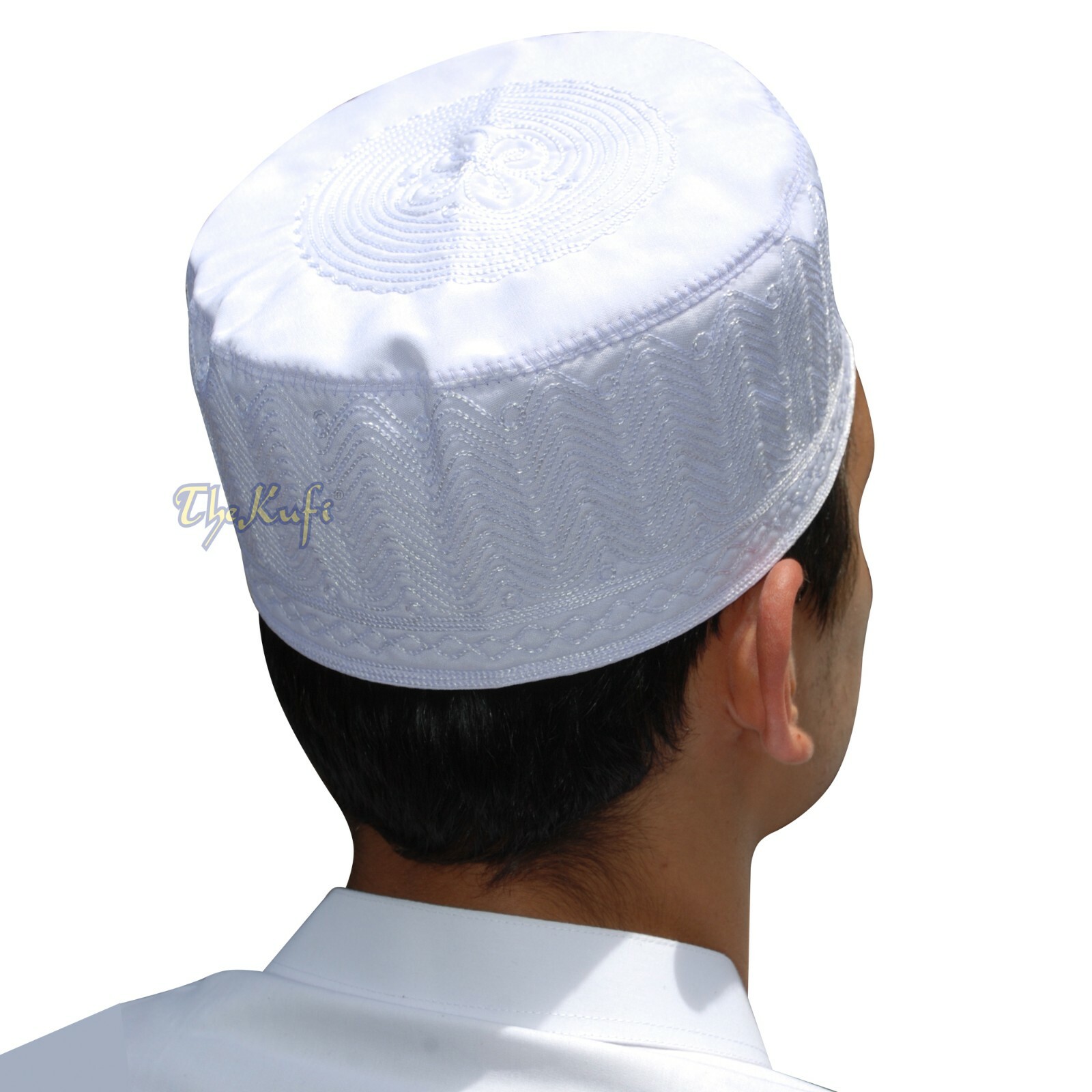 SET of White Black Muslim Kufi Hat Tall Madinah Embroidered Islamic ...