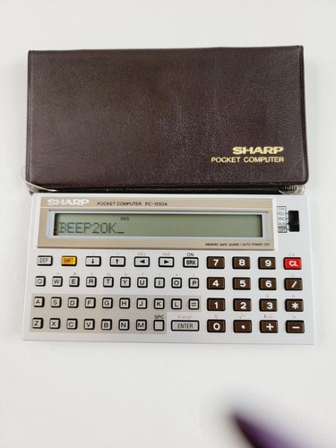 Sharp PC-1250A Pocket Computer w/ Case & New Batteries - Tested Works ...