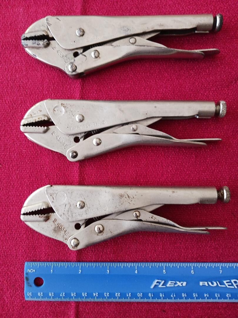 THREE (3) CRAFTSMAN 45342 7" LOCKING PLIERS VISE GRIPS STRAIGHT JAW ...