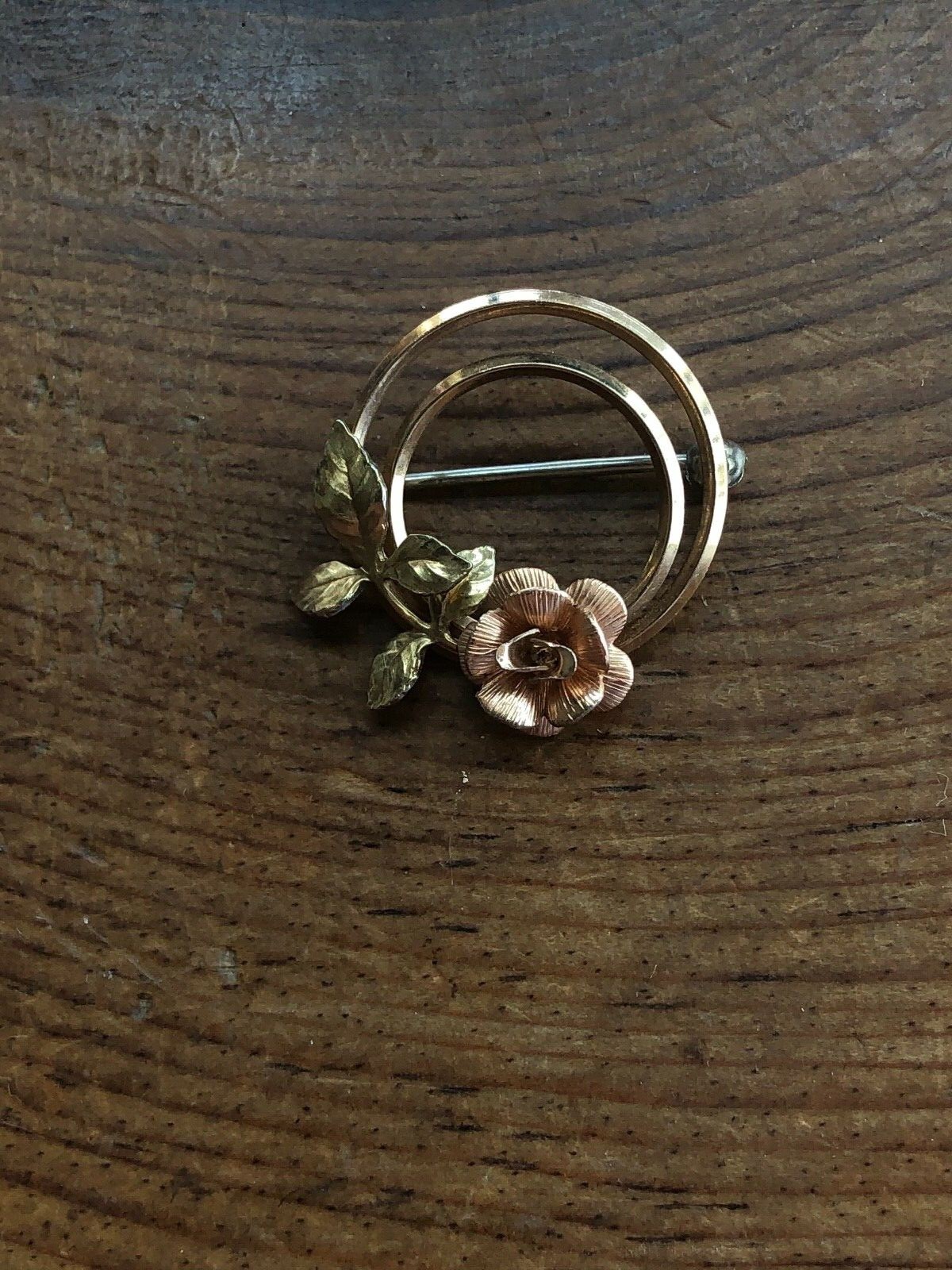 Signed KREMENTZ Vintage ROSE Flower BROOCH Pin - Gem