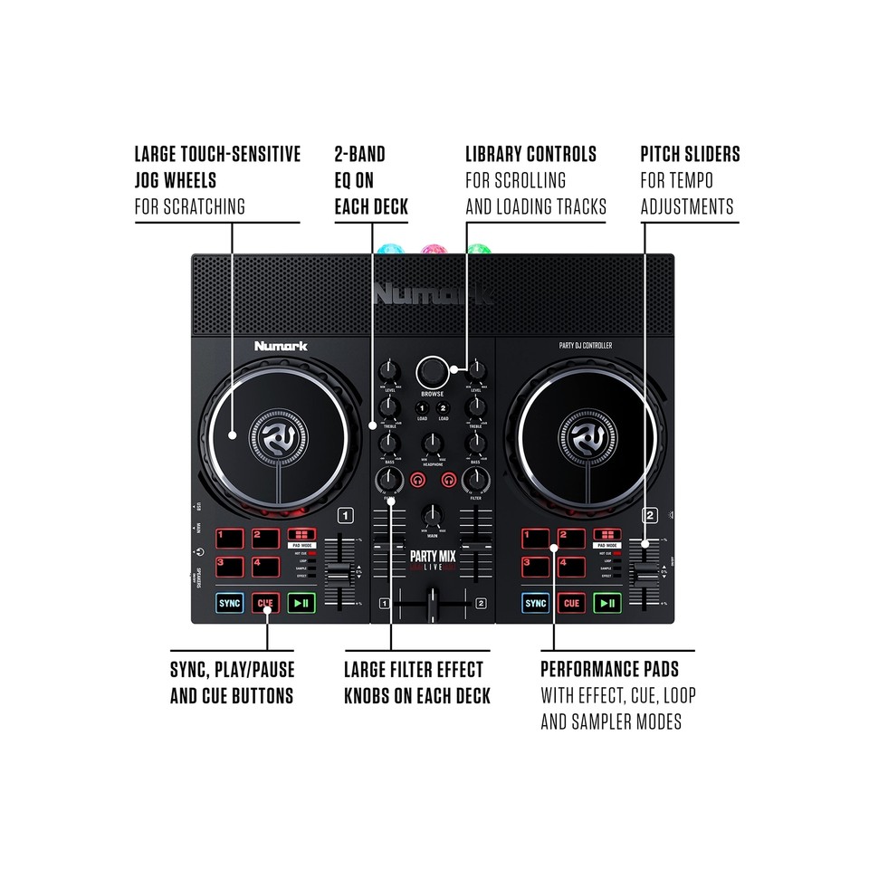 DJ Controller Bundle - DJ Set with Built in Speakers, Party Lights, DJ ...