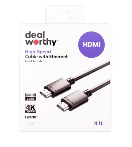 Deal Worthy HDMI 4’ High-Speed Cable with Ethernet - Black/For All ...