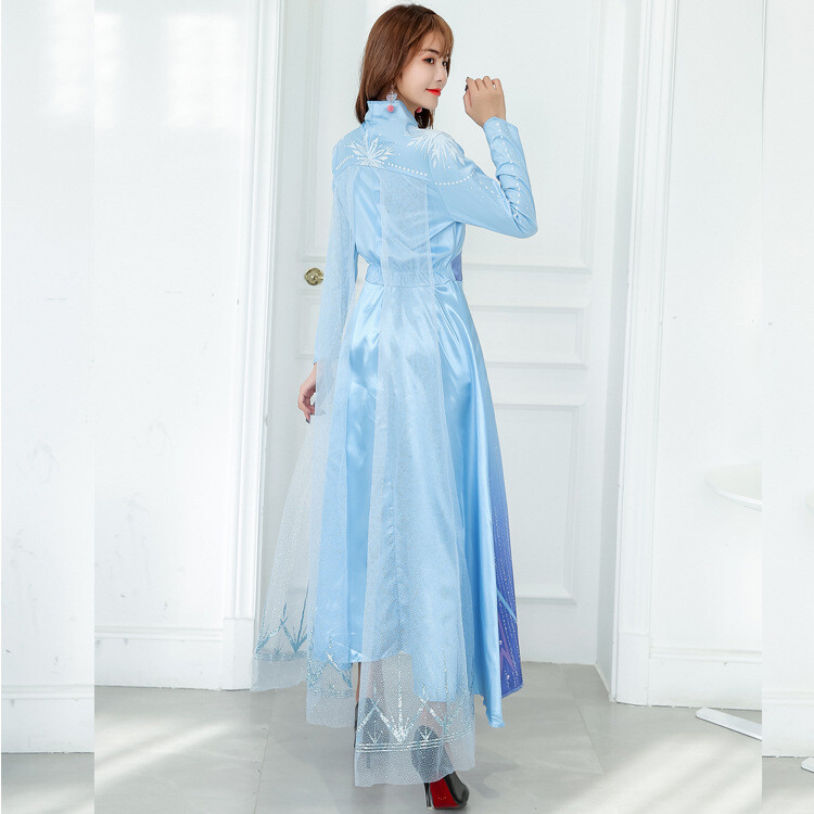 Frozen 2 Princess Elsa Fancy Party Dress Uniform Halloween Cosplay ...