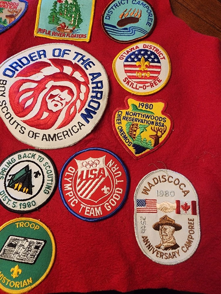 Huge Vintage Boy Scout Lot over 115 Patches, 3 Vests And Slides 60s 70s ...