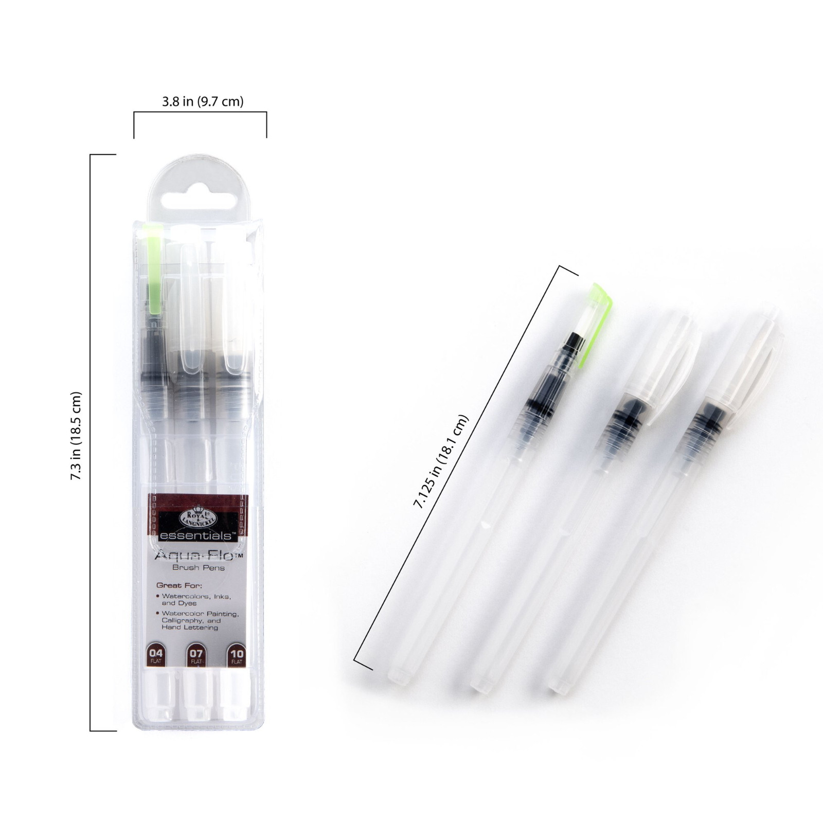 Royal Langnickel essentials 3-PC AQUA-FLO REFILLABLE BRUSH PENS 04 07 ...