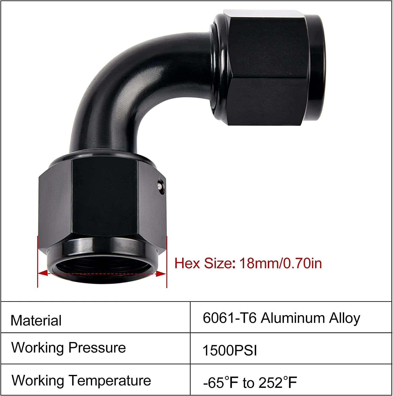 6AN 8AN 10AN Female 90 Degree Swivel Coupler Union Fitting Adapter ...