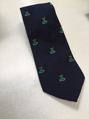 Alynn Neckwear 'My Prince!' Green Frogs Navy Blue Tie | eBay