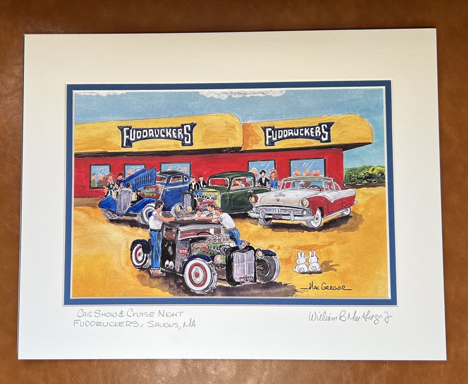 Fuddruckers art print Saugus MA 50's hot rods carhop roadside diner ...