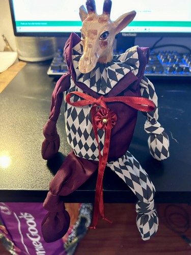 Wayne Kleski Giraffe Harlequin Clown Jester Doll Shelf Sitter 12" | eBay