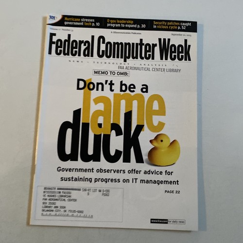 2003 September 22 Federal Computer Week Magazine, Don’t Be A Lame Duck ...
