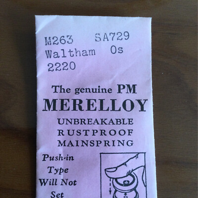 PM Merelloy Mainspring for Waltham 0s movements No. 2220 - Alloy | eBay