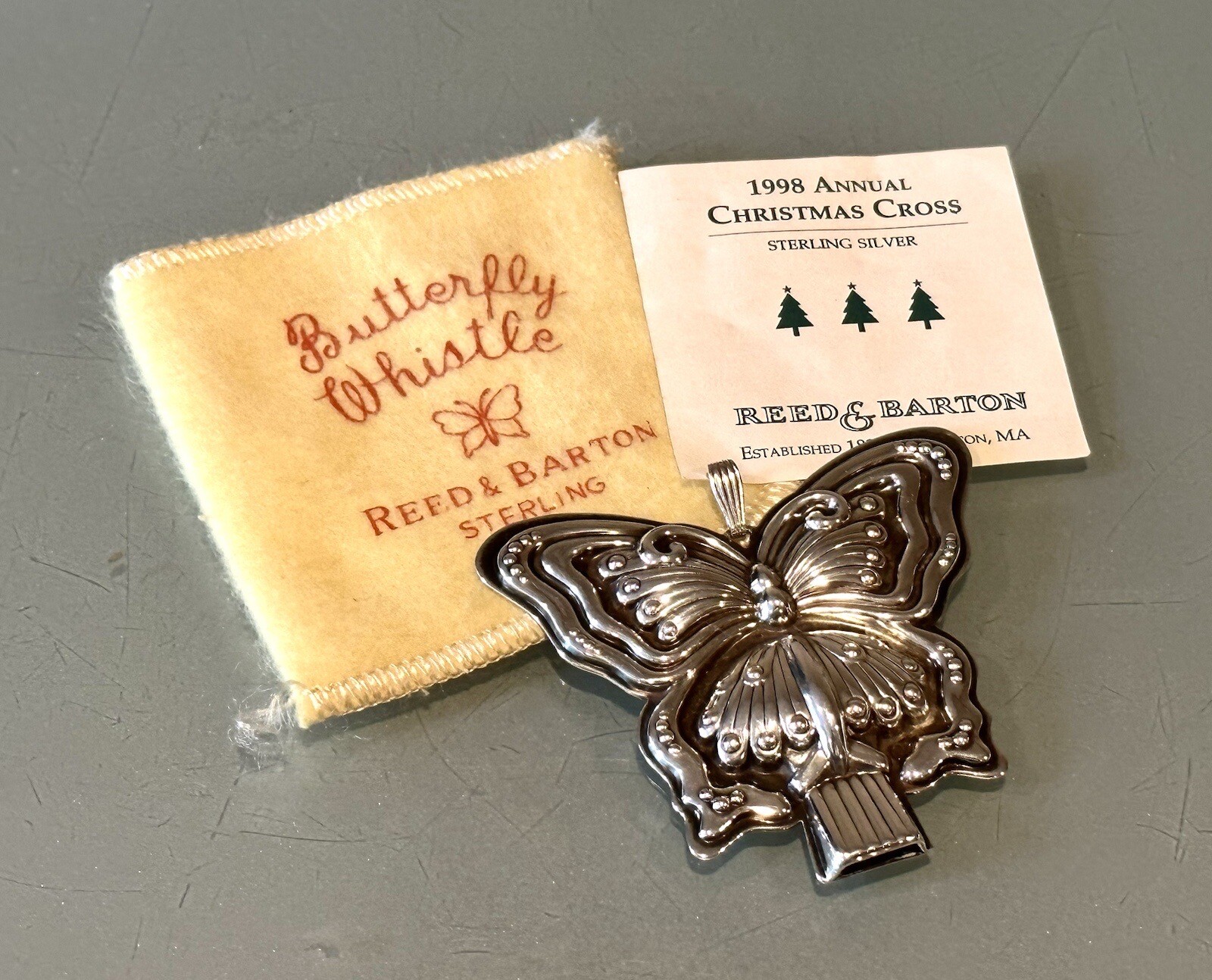 Vintage Unused Reed & Barton Sterling Silver Figural Butterfly Whistle ...