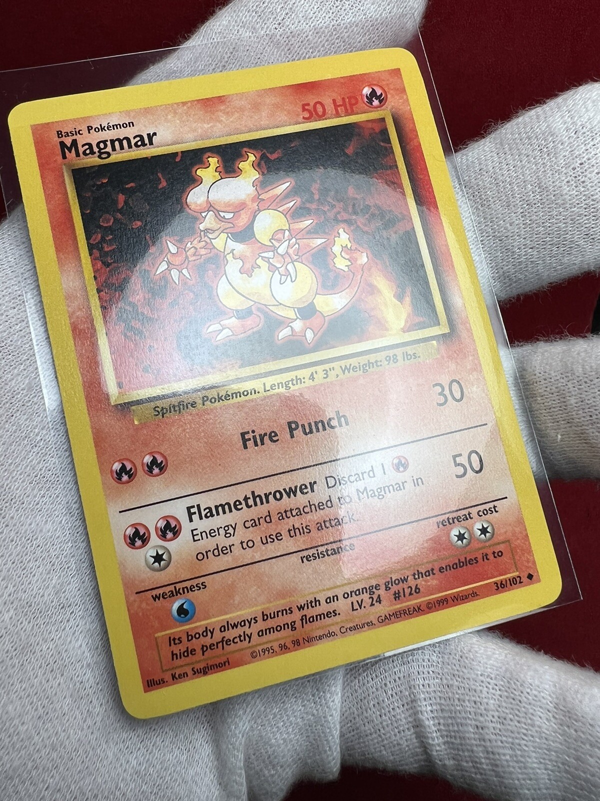 1995, 96, 98 Pokemon Card ** Magmar ** - Base Set No. 36/102 - Uncommon ...