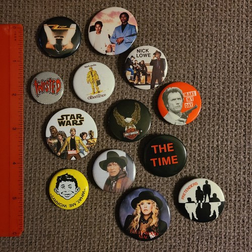 Lot of 13 Vintage 1980s Music Movie Buttons Stevie Nicks Miami Vice ...